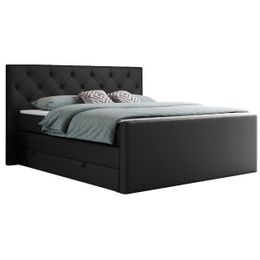 BOXSPRINGBETT KING VELEN 140/200 Schwarz Kunstleder - H3