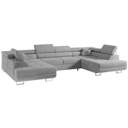 WOHNLANDSCHAFT GUSTAW U Hellgrau Velvet
