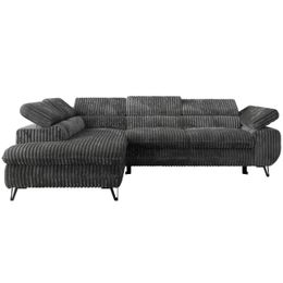 ECKSOFA PABLO L Dunkelgrau Cord - Links Seite
