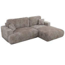 ECKSOFA OVO L Hellbraun Cord - Rechts Seite