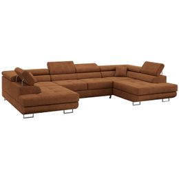 WOHNLANDSCHAFT GUSTAW U Orange Struktur
