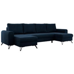 WOHNLANDSCHAFT AXEL U Velvet Dunkelblau
