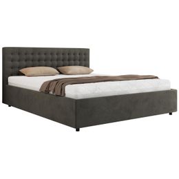 POLSTERBETT PAVO CLASSIC 200/200 - Dunkelgrau Velvet - Schaum-Matratze