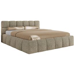 POLSTERBETT NIRA CLASSIC 200/200 - Dunkelbeige Strukture - Schaum-Matratze