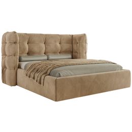 POLSTERBETT FLONELLE CLASSIC 140/200 - Hellbraun Velvet - Schaum-Matratze