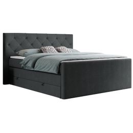 BOXSPRINGBETT KING VELEN 120/200 Dunkelgrau Struktur - H4