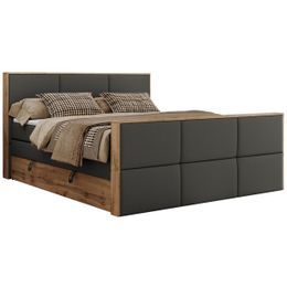BOXSPRINGBETT ALBERO 2 KING DUO 200/200 Dunkelgrau Kunstleder - H4