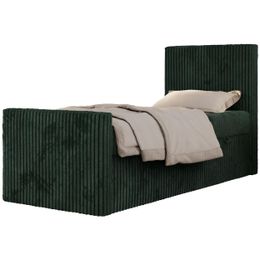 JUGENDBETT TILIO DUO 90/200 - Dunkelgr&uuml;n Cord - H3 - Rechts Seite