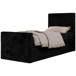 JUGENDBETT TILIO DUO 90/200 - Schwarz Cord - H4 - Rechts Seite