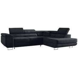 ECKSOFA GUSTAW L Dunkelgrau Velvet Rechts Seite