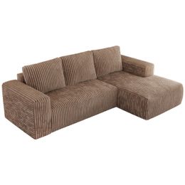 ECKSOFA TRENTINO L Braun Cord - Rechts