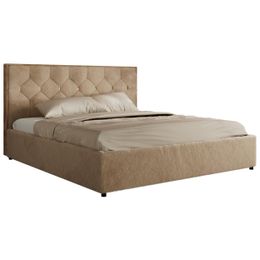 POLSTERBETT LARINO CLASSIC 180/200 - Beige Pl&uuml;sch - Schaum-Matratze