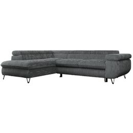 ECKSOFA PEDRO L Dunkelgrau Cord - Links Seite