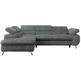 ECKSOFA PETER L Dunkelgrau Cord - Links Seite
