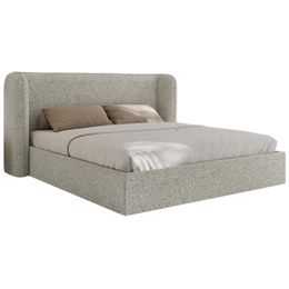 POLSTERBETT EMORA CLASSIC 160/200 - Hellgrau Strukture - Schaum-Matratze