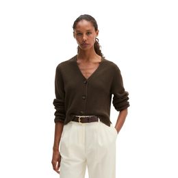 Marc O'Polo Cardigan MARC O'POLO "aus Heavy-Weight-Organic-Cotton", Damen, Gr. L, mossy earth, Obermaterial: 100% Baumwolle, unifarben, loose fit, V-Ausschnitt, normaler Saum, Strickjacken