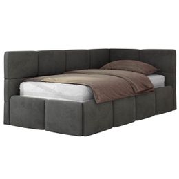 JUGENDBETT ARVO 90/200 - Dunkelgrau Velvet - Foam-Matratze - Rechts Seite