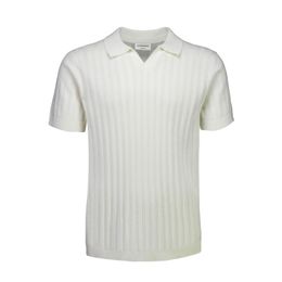 Poloshirt LINDBERGH "Poloshirt Relaxed Fit", Herren, Gr. L, wei&szlig; (sanftes wei&szlig;), Obermaterial: 60% Baumwolle, 40% Polyester, unifarben, l&auml;ssig geschnitten, V-Ausschnitt, Shirts