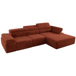 ECKSOFA RILASSO L Orange Pl&uuml;sch - rechts