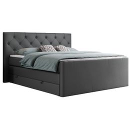 BOXSPRINGBETT KING VELEN 180/200 Dunkelgrau Kunstleder - H4