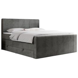 BOXSPRINGBETT KING DOREN 180/200 Dunkelgrau Velvet - H4