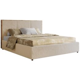 POLSTERBETT LERIO CLASSIC 140/200 - Creme Pl&uuml;sch - Schaum-Matratze