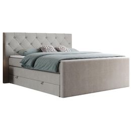BOXSPRINGBETT KING VELEN 180/200 Beige Struktur - H3