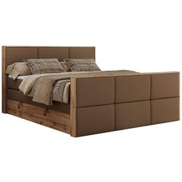 BOXSPRINGBETT ALBERO 2 KING DUO 160/200 Braun Kunstleder - H4