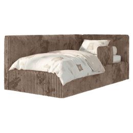 POLSTERBETT TILVO ALTA 90/200 - Braun Cord - Schaumstoffmatratze - Rechts