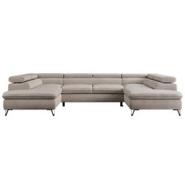 WOHNLANDSCHAFT PEDRO U Samt Beige