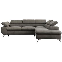 ECKSOFA PETER L Dunkelgrau Velvet - Rechts Seite
