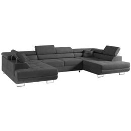 WOHNLANDSCHAFT GUSTAW U Dunkelgrau Velvet