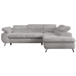 ECKSOFA PETER L Hellgrau Pl&uuml;sch - Rechts Seite