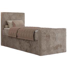 BOXBETT TILIANO DUO 90/200 - Hellbraun Cord - H4 - Topper Visco - Links Seite