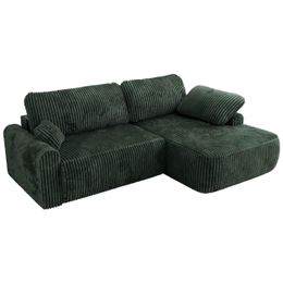 ECKSCHLAFSOFA CUBO L Gr&uuml;n Cord - rechts