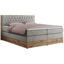 BOXSPRINGBETT AMORE KING 180/200 Hellgrau Struktur - H4