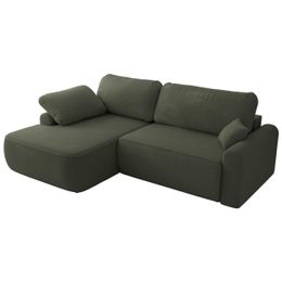ECKSCHLAFSOFA CUBO L Dunkelgr&uuml;n Boucle - links