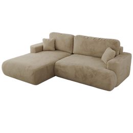 ECKSOFA OVO L Beige Pl&uuml;sch - Links Seite