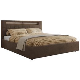 POLSTERBETT GOLD 5 CLASSIC 160/200 - Braun Velvet - Schaum-Matratze