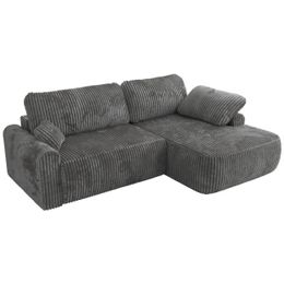 ECKSCHLAFSOFA CUBO L Dunkelgrau Cord - rechts