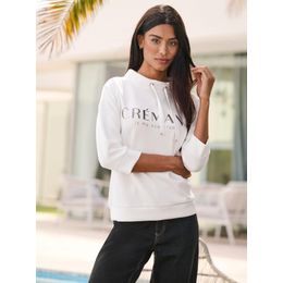 Sweatshirt Heine, Damen, Gr. 34, ecru, 50% Modal, 44% Polyester, 6% Elasthan, unifarben, Sweatshirts Sweatshirt