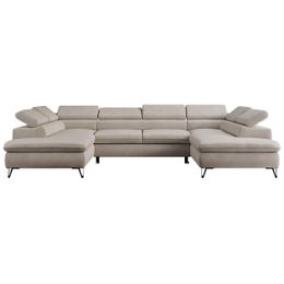 WOHNLANDSCHAFT PETER U Samt Beige