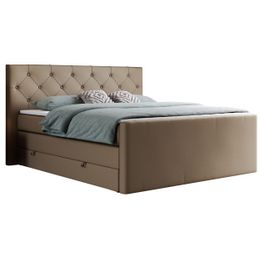 BOXSPRINGBETT KING VELEN 200/200 Braun Kunstleder - H3