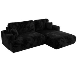 ECKSOFA OVO L Schwarz Pl&uuml;sch - Rechts Seite