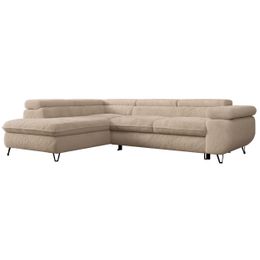 ECKSOFA PEDRO L Beige Pl&uuml;sch - Links Seite