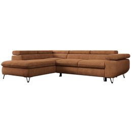 ECKSOFA PEDRO L Orange Struktur - Links Seite