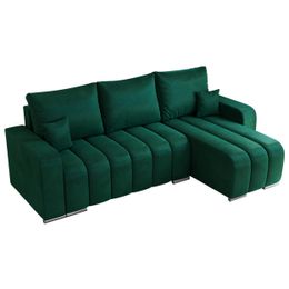 ECKSOFA KIRASSO L Dunkelgr&uuml;n Velvet