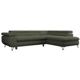 ECKSOFA PEDRO L Gr&uuml;n Boucle - Rechts Seite