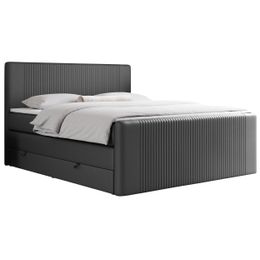 BOXSPRINGBETT KING DOREN 160/200 Dunkelgrau Kunstleder - H3