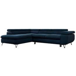 ECKSOFA PEDRO L Dunkelblau Velvet - Links Seite